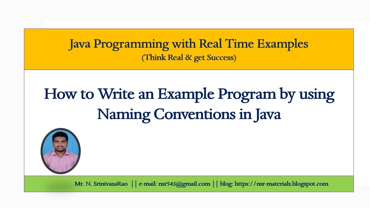 Example Program by using Naming Conventions in Java || Naming Conventions Examples || Java