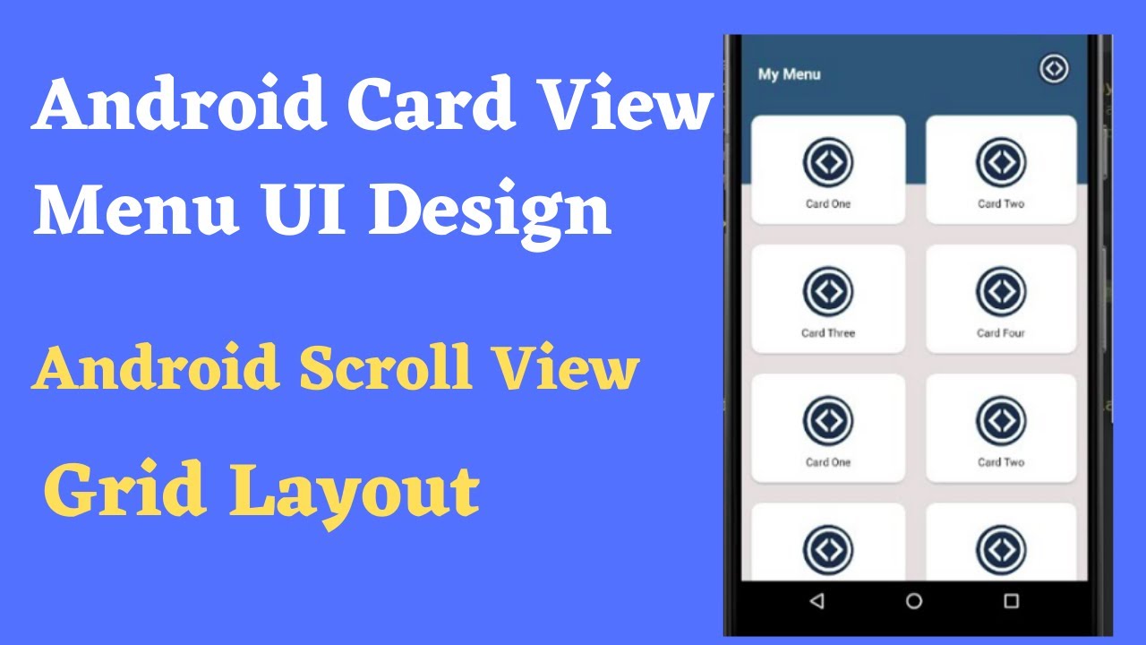 cardview android studio, card view in android studio, grid layout android studio, recycleview