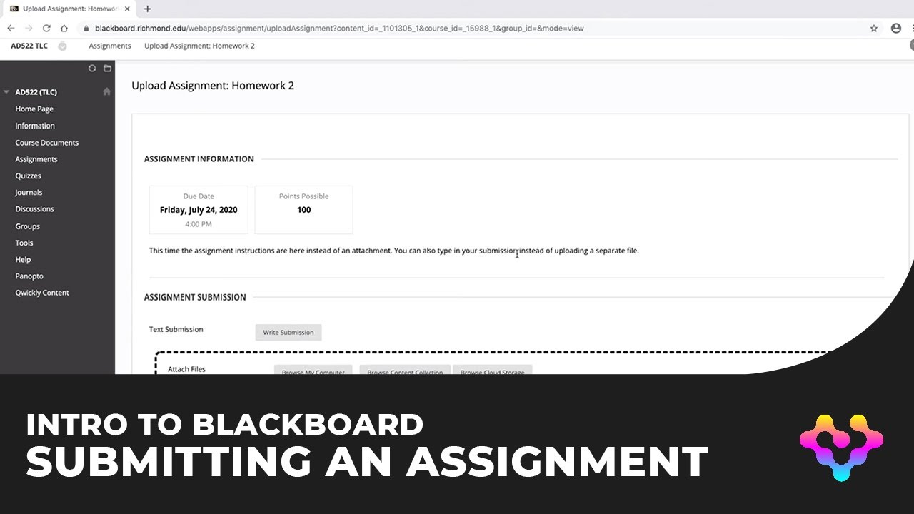 Intro to Blackboard - Submitting an Assignment