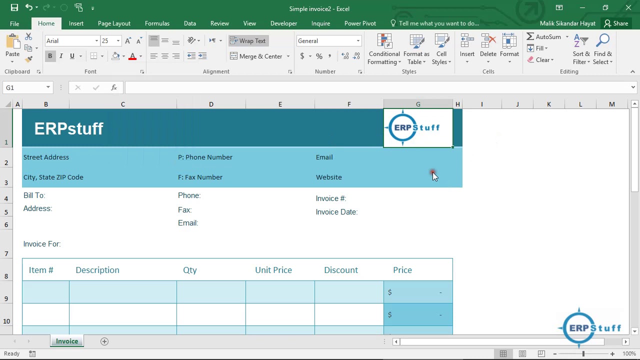 Create invoice Template is Less than 5 Seconds using Excel