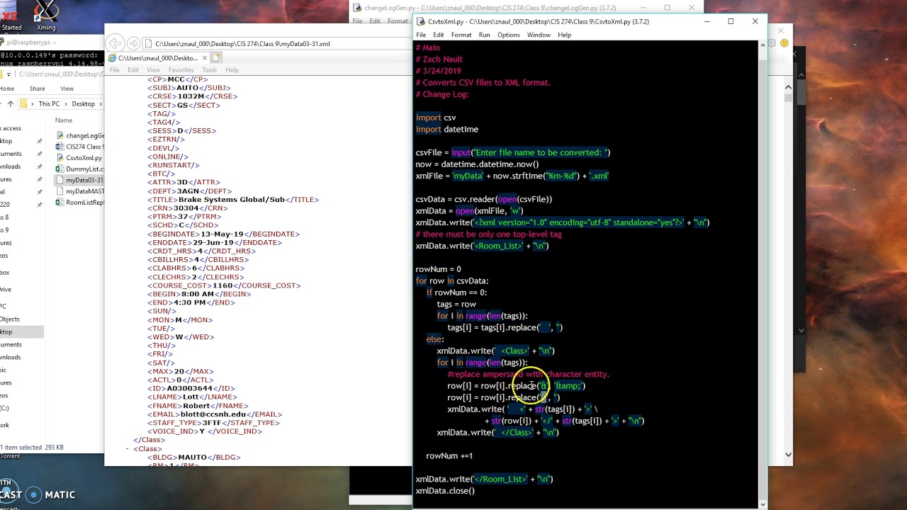 CIS274 Class 9 CSV to XML with Python