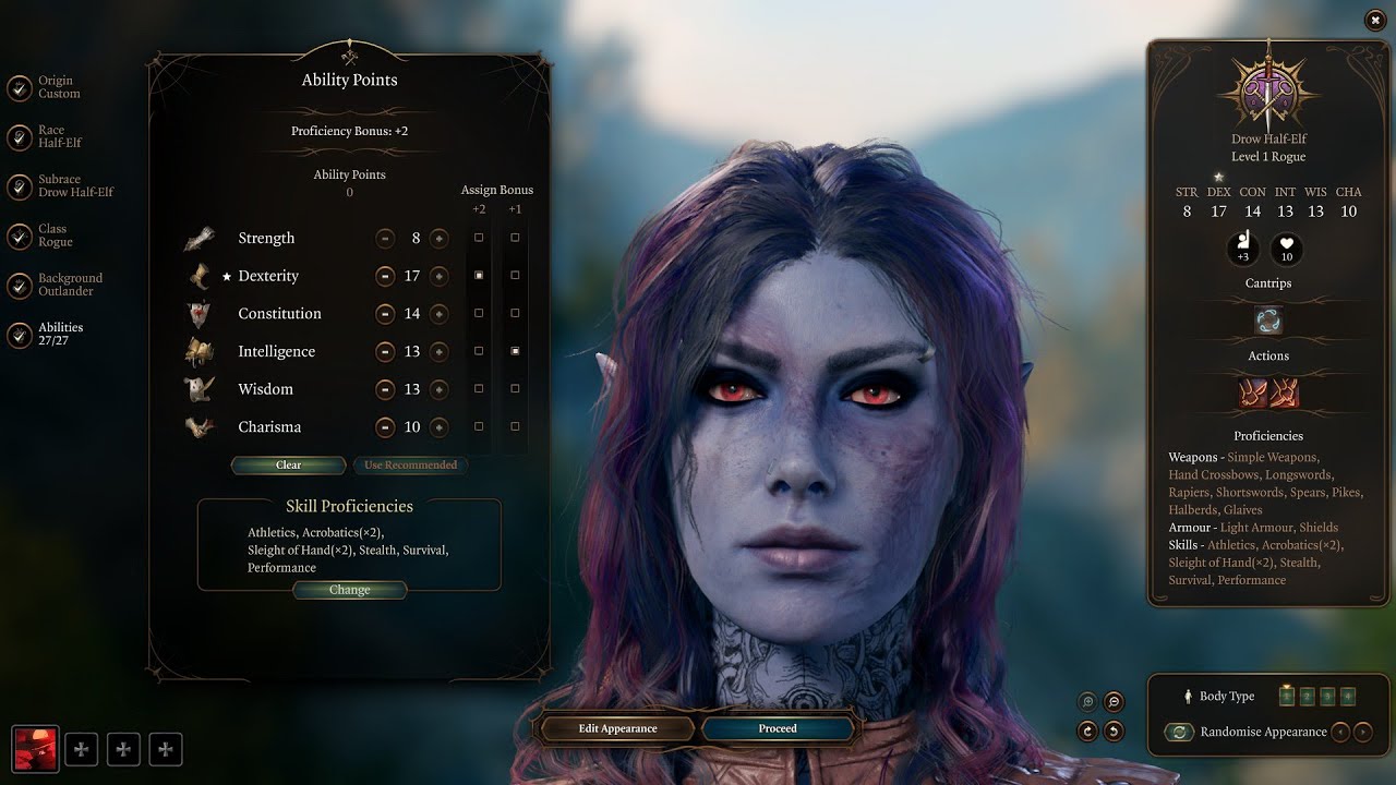 Selena: Half Drow-Half Elf Rogue