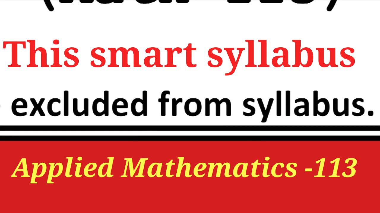 DAE applied mathematics 113 smart syllabus