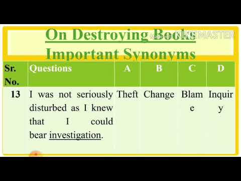On Destroying Books ||||important synonyms