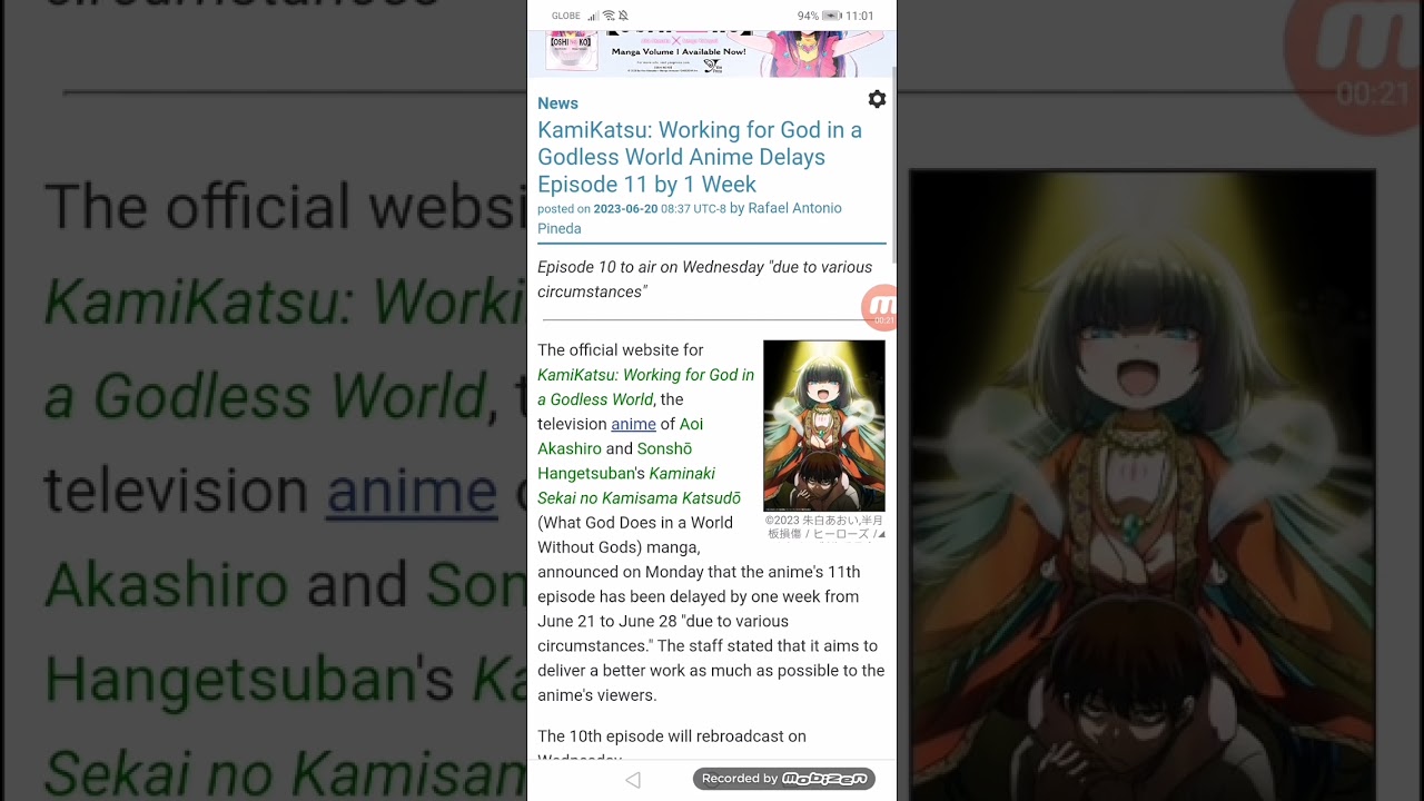 KamiKatsu: Working for God in a Godless World Anime Delays Episode 11 by 1 Week