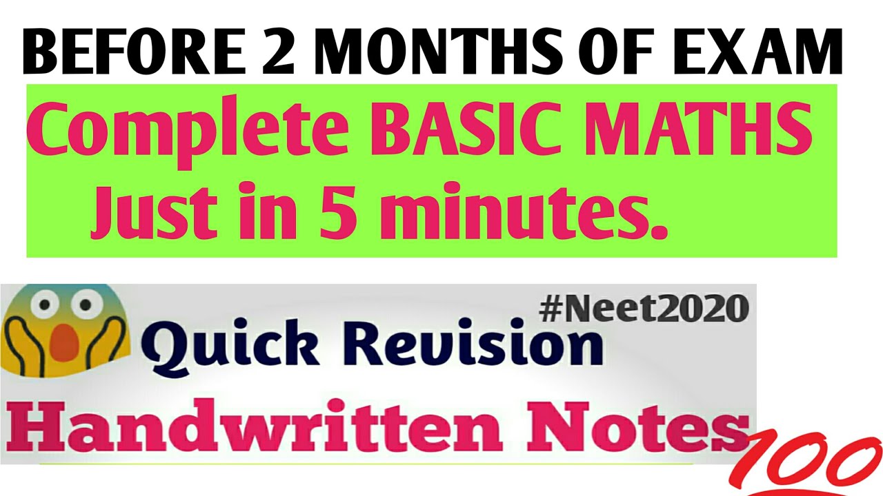 COMPLETE BASIC MATHS||Physics neet2020|| pdf with short notes||