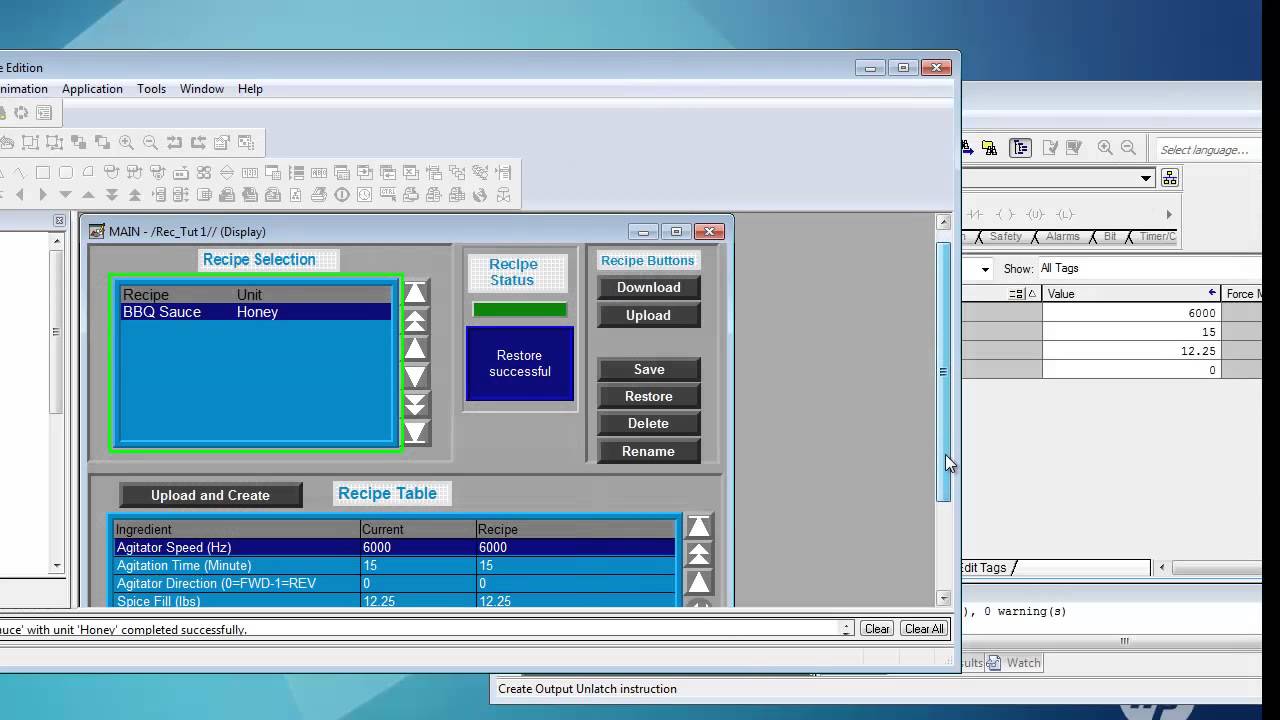 FactoryTalk View Recipe Tutorial