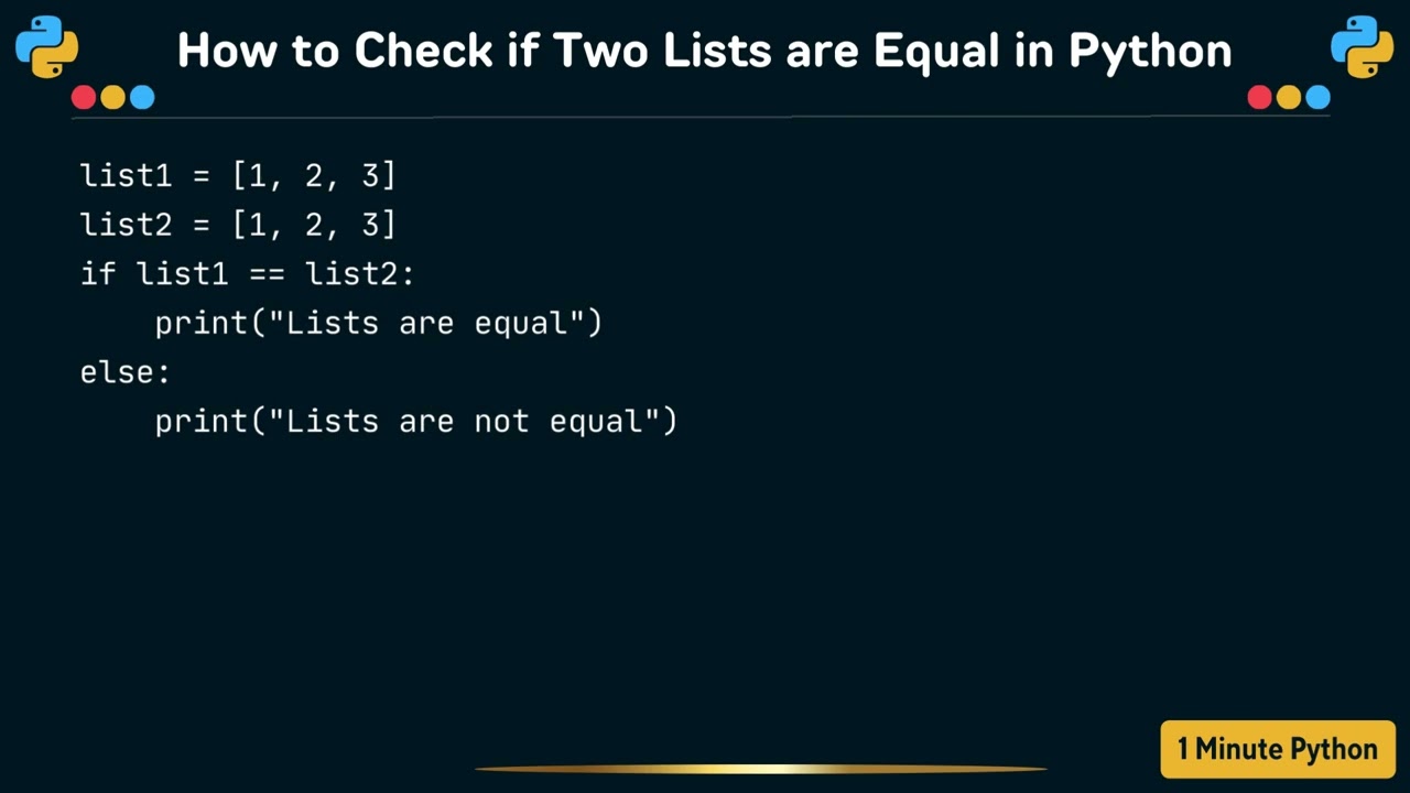 How to Check if Two Lists are Equal in Python