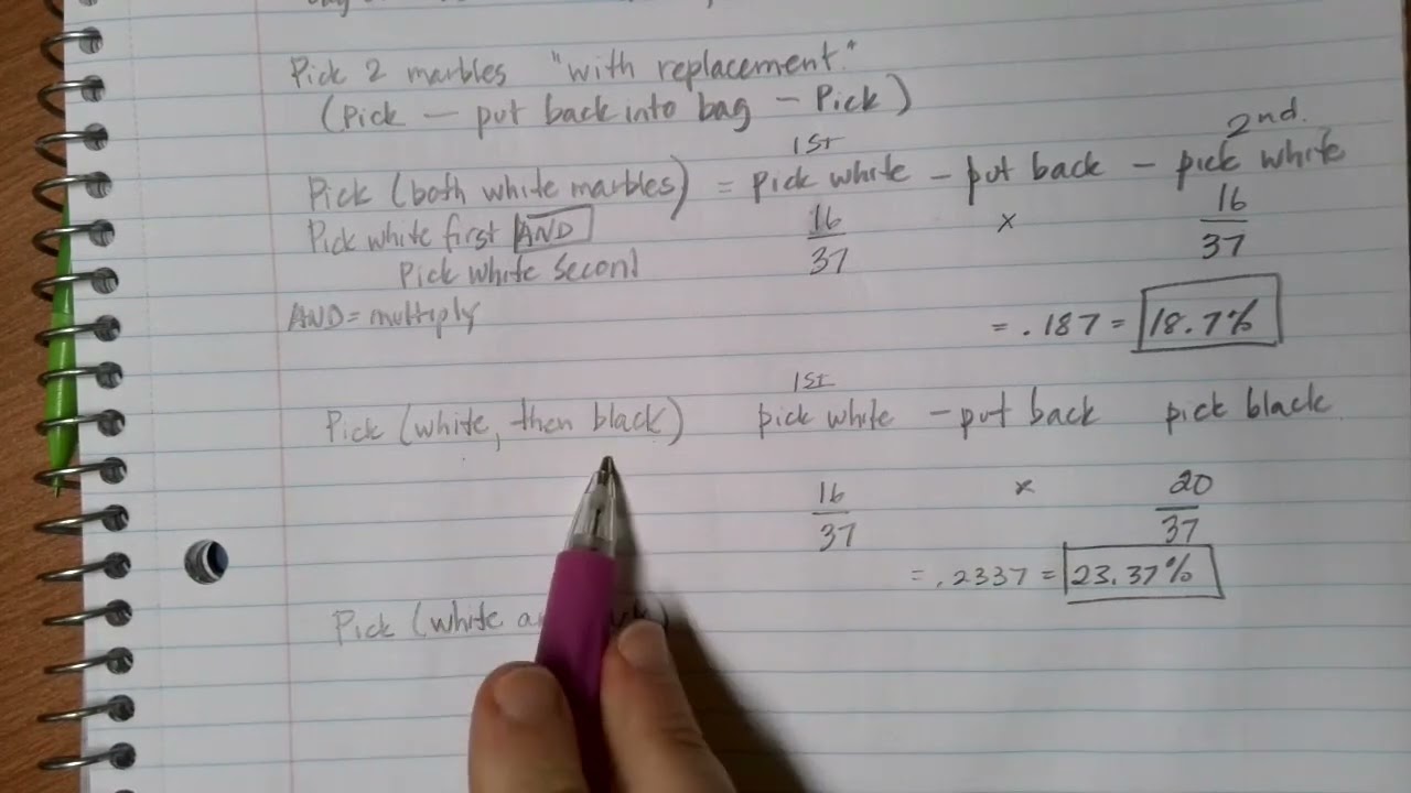 Probabilities with Replacement Using AND and OR