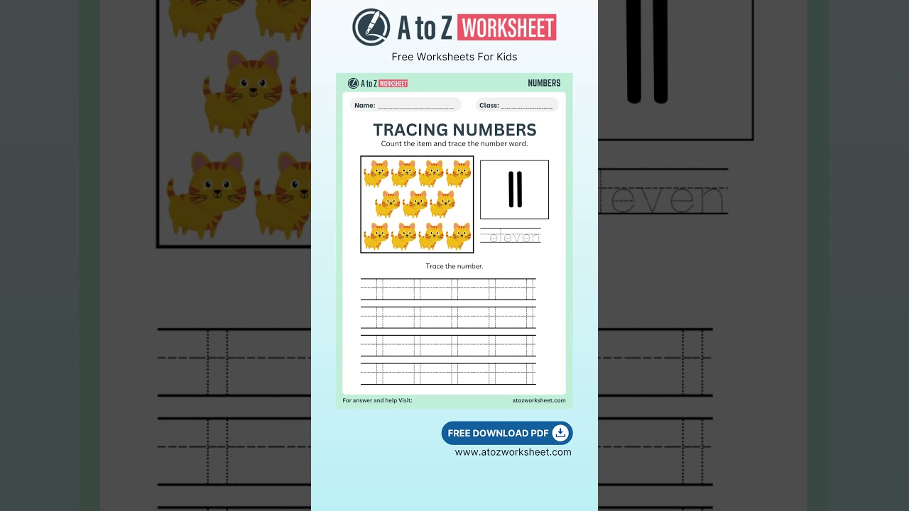 Number 11 Tracing Worksheet for Nursery and Preschool Kids – Free PDF