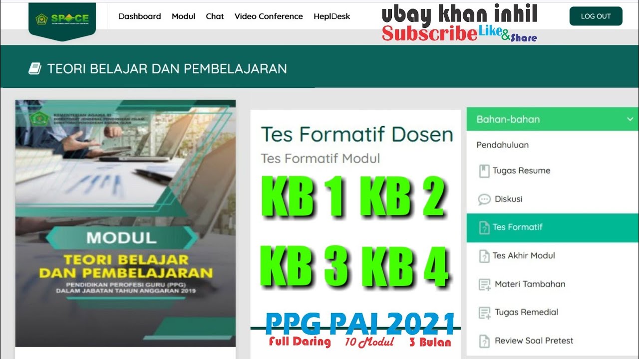 Tes Formatif KB 1 sampai KB 4 Modul Teori Belajar dan Pembelajaran