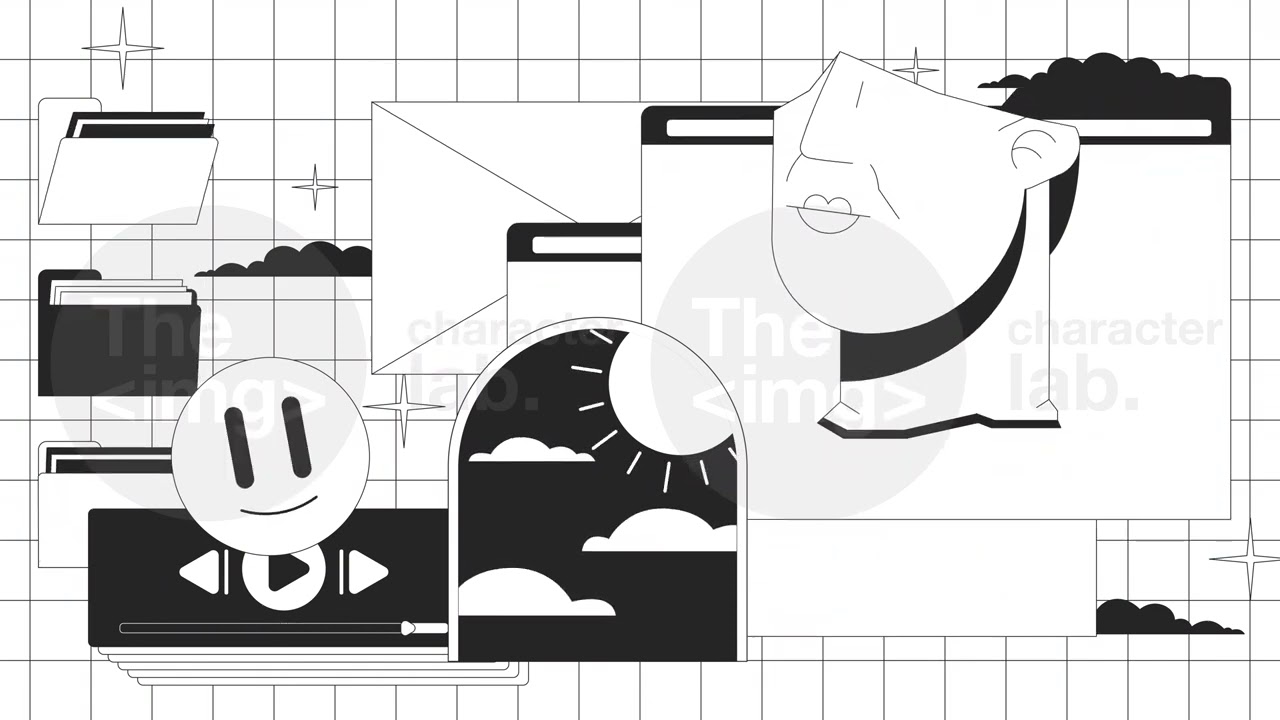 Y2k computer bw lo fi animated background