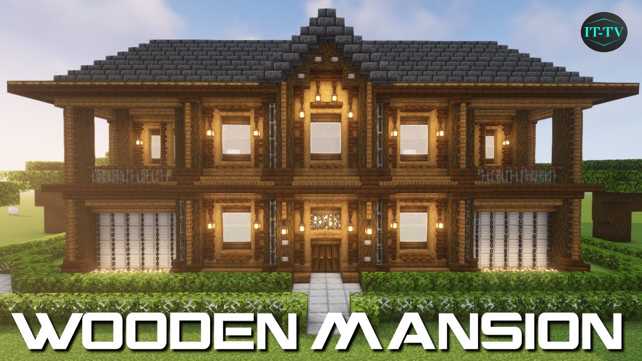 Building A BIG WOODEN MANSION In Minecraft - TUTORIAL (2)