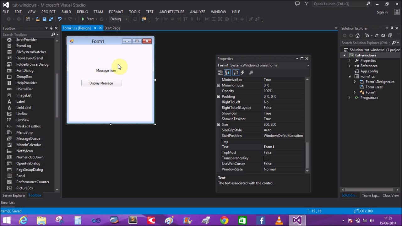Getting started with windows form tutorial part 1