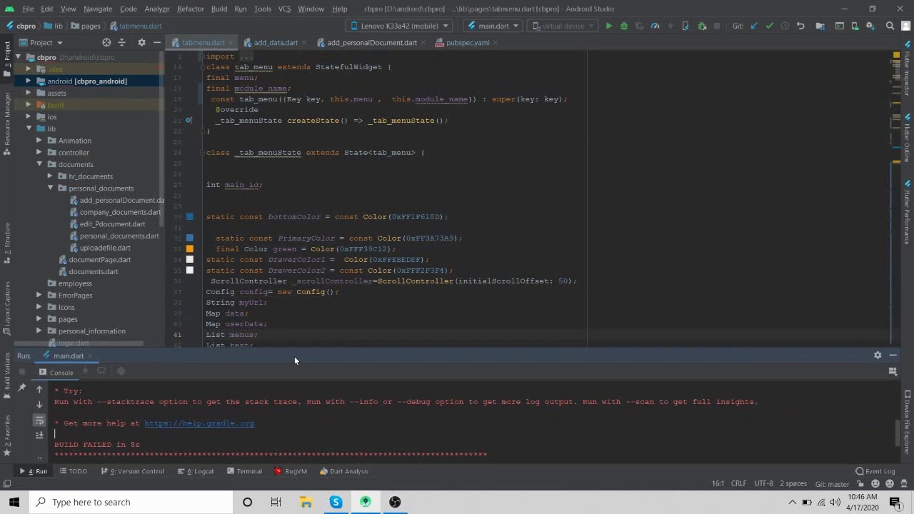 Execution failed for task preDebugBuild  in Flutter