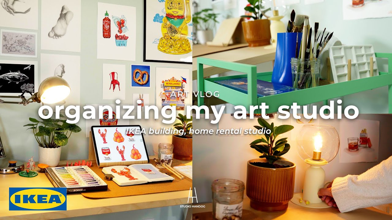 Organizing my art studio 🧑🏻‍🎨  | IKEA haul | art supplies | desk makeover