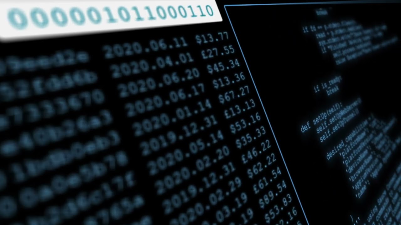 Digital Screen Displaying Numbers and Financial Data Binary Code - Free Stock Video