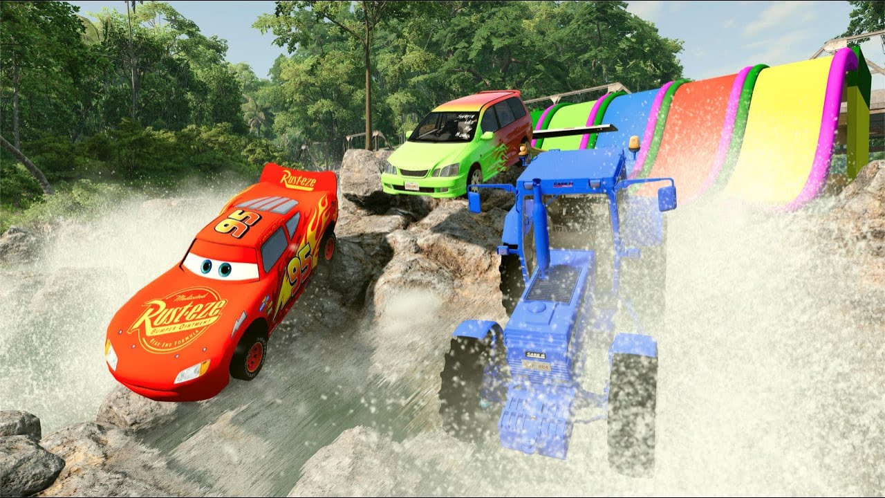 Mixed Color Buses Fall Crash & Explode - BeamNG.drive #youtubeshorts #carcrash #live #2