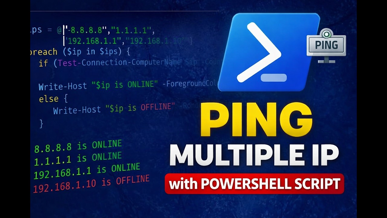 Ping Multiple IP Addresses Using PowerShell Script | Step-by-Step Tutorial