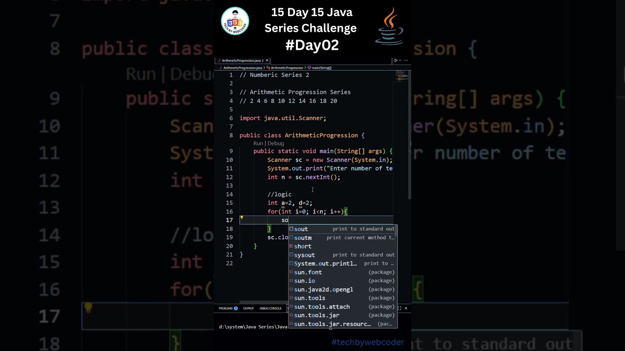 Day 2: Easy Arithmetic Progression Series in Java | 15 Days of Code