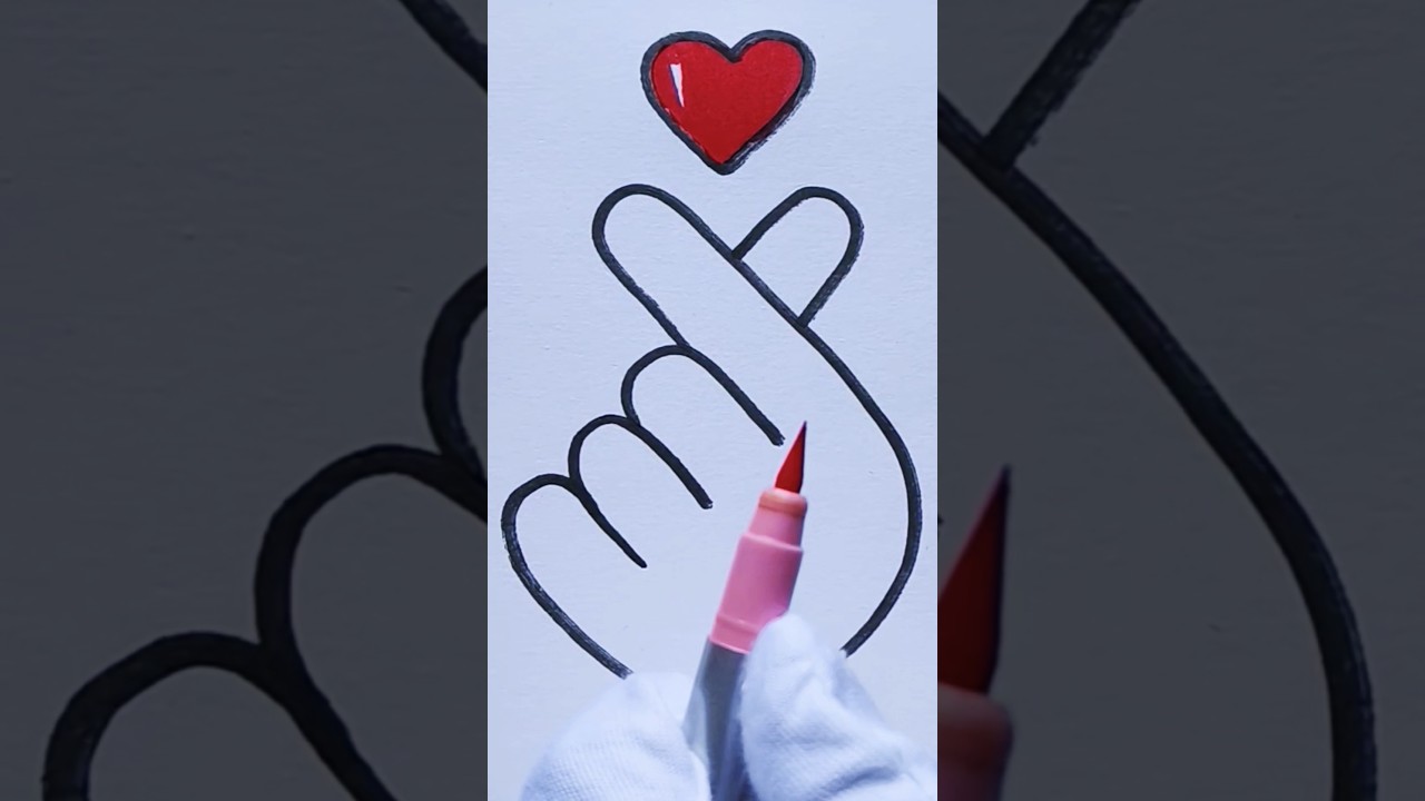 Cute Things to Draw 024 | Finger Heart Drawing Easy #fingerheart #drawing #art #easy #cute #tutorial