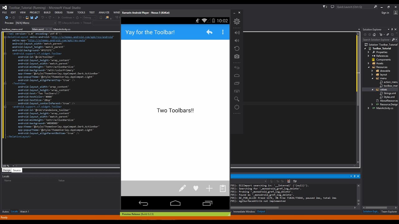 Xamarin Android Tutorial   46   Material Design   Stand Alone Toolbar
