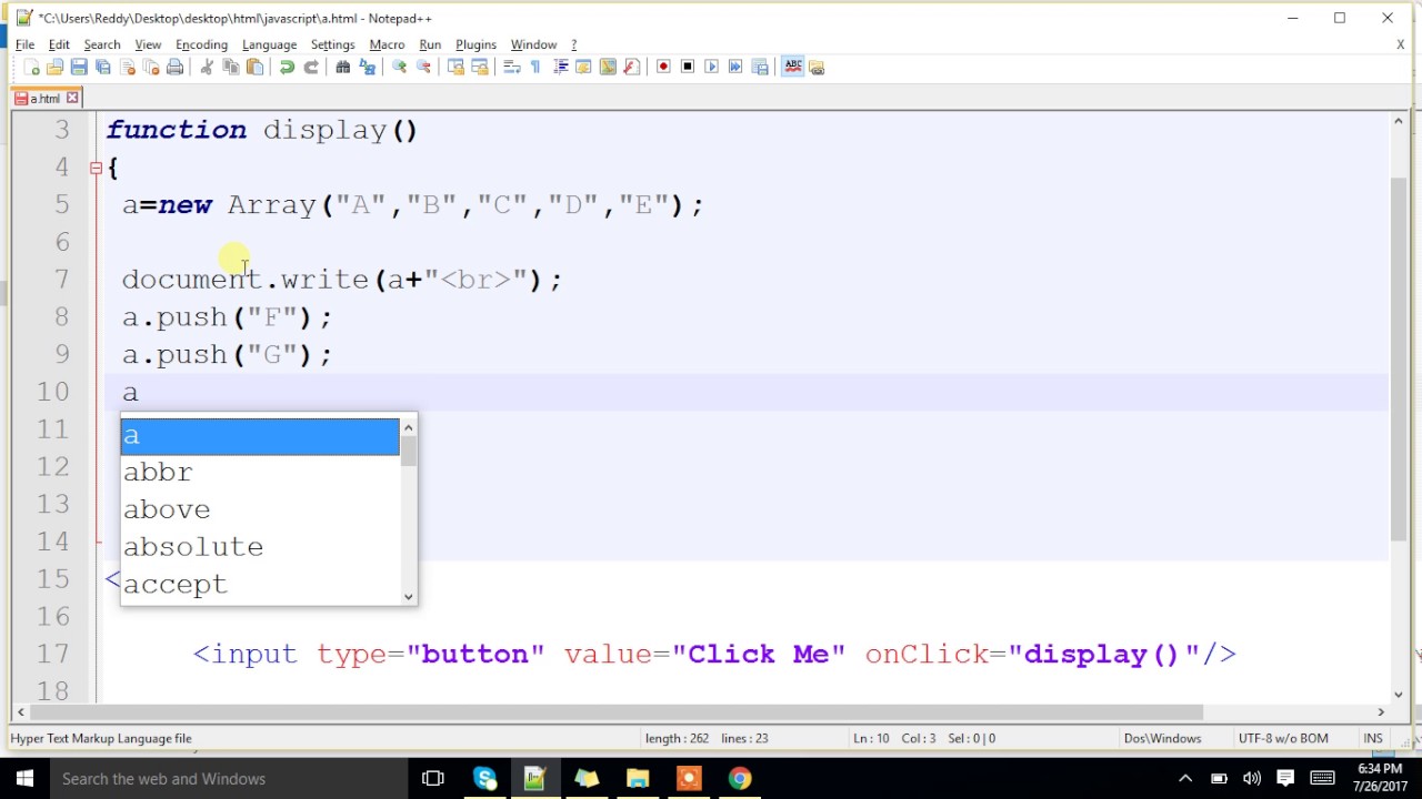 How To create Stack Using JavaScript Array. Explained with example.