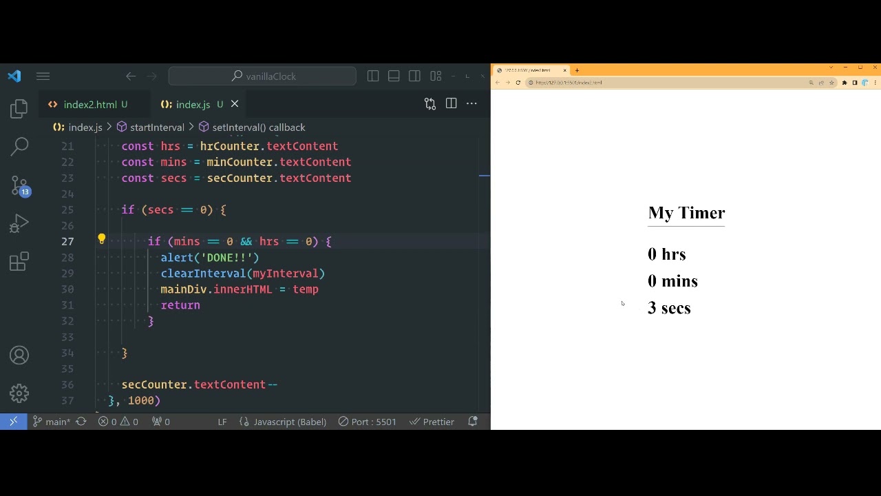 JavaScript - Full Vanilla Timer App