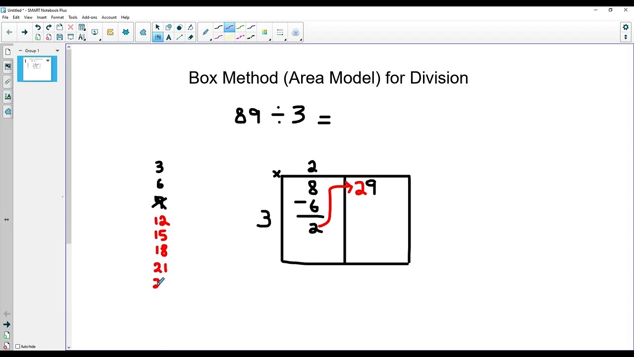 Box Method for 2-digit by 1-digit division
