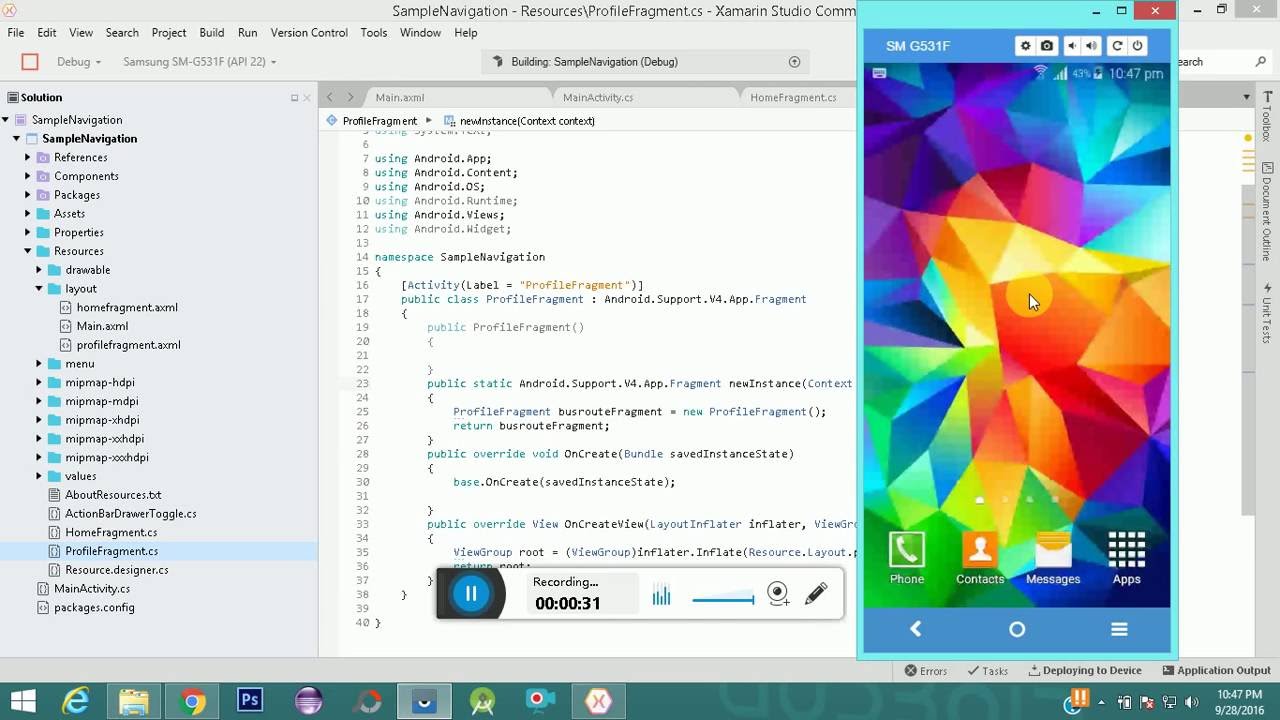 Xamarin Navigation Drawer Android