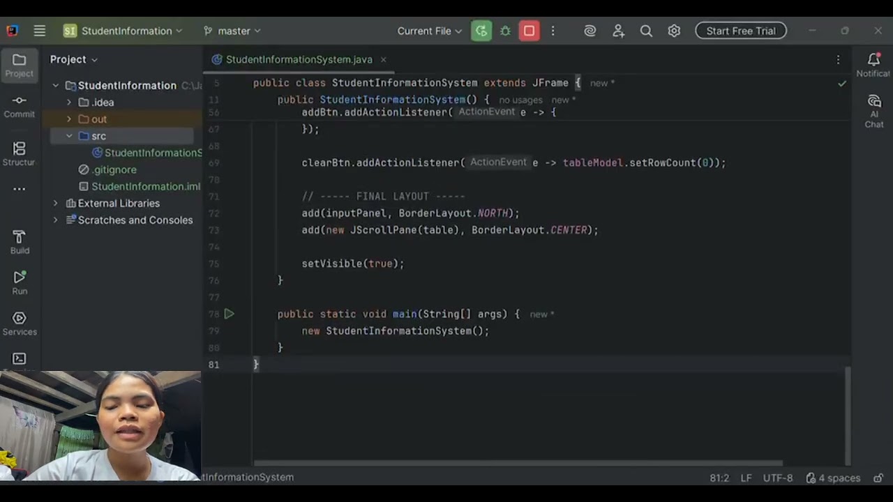 ACTIVITY 1: STUDENT INFORMATION SYSTEM using JAVA SWING GUI