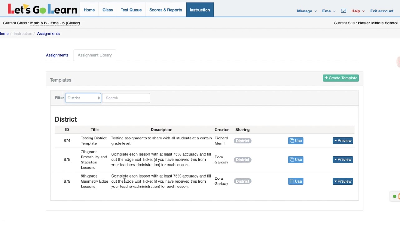 Using Assignment Tool Templates