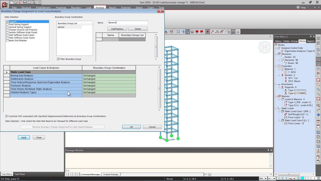 Two Support types for One Model – midas Gen