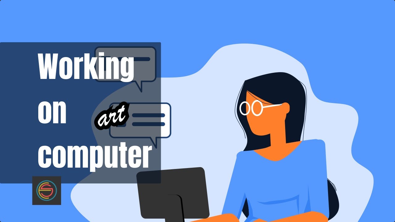 Woman Working On Computer | Art