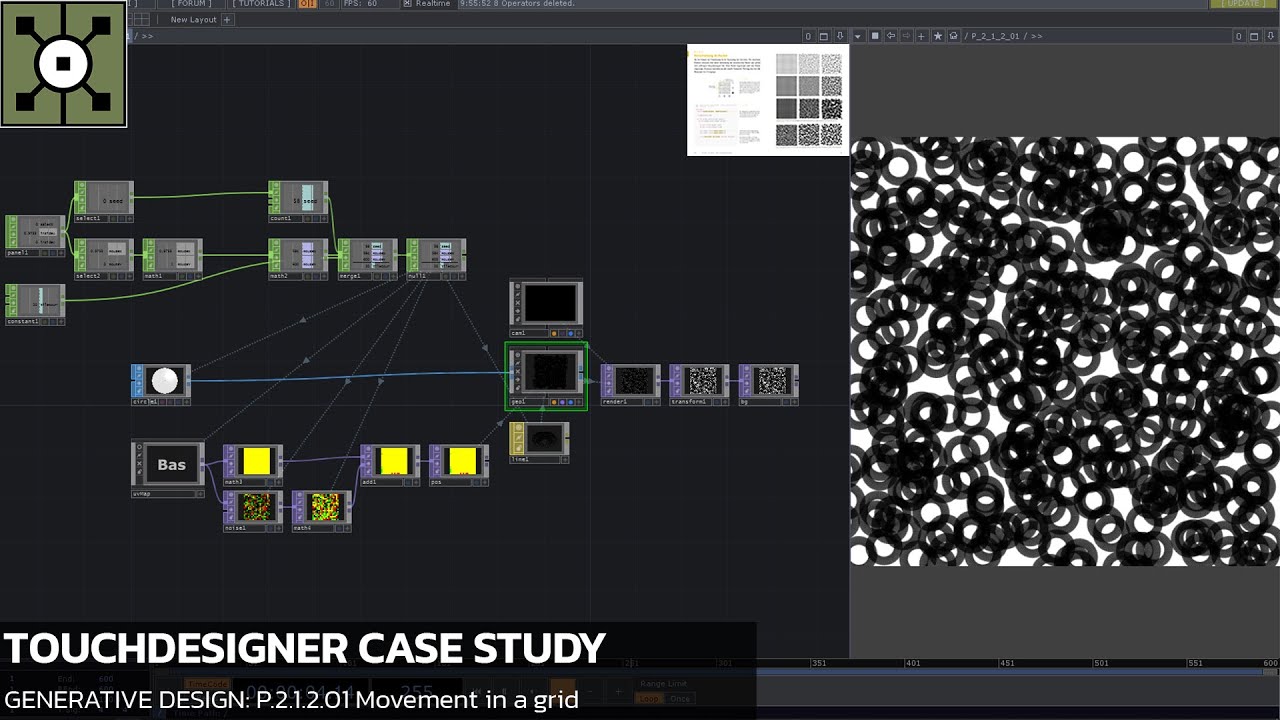 TouchDesigner Tutorial 33 - Case Study [Generative Design: P.2.1.2 Movement in a Grid]