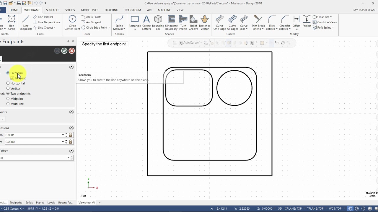 Mastercam 2018 Mill Advanced Tutorial 1 - Wireframe Creation