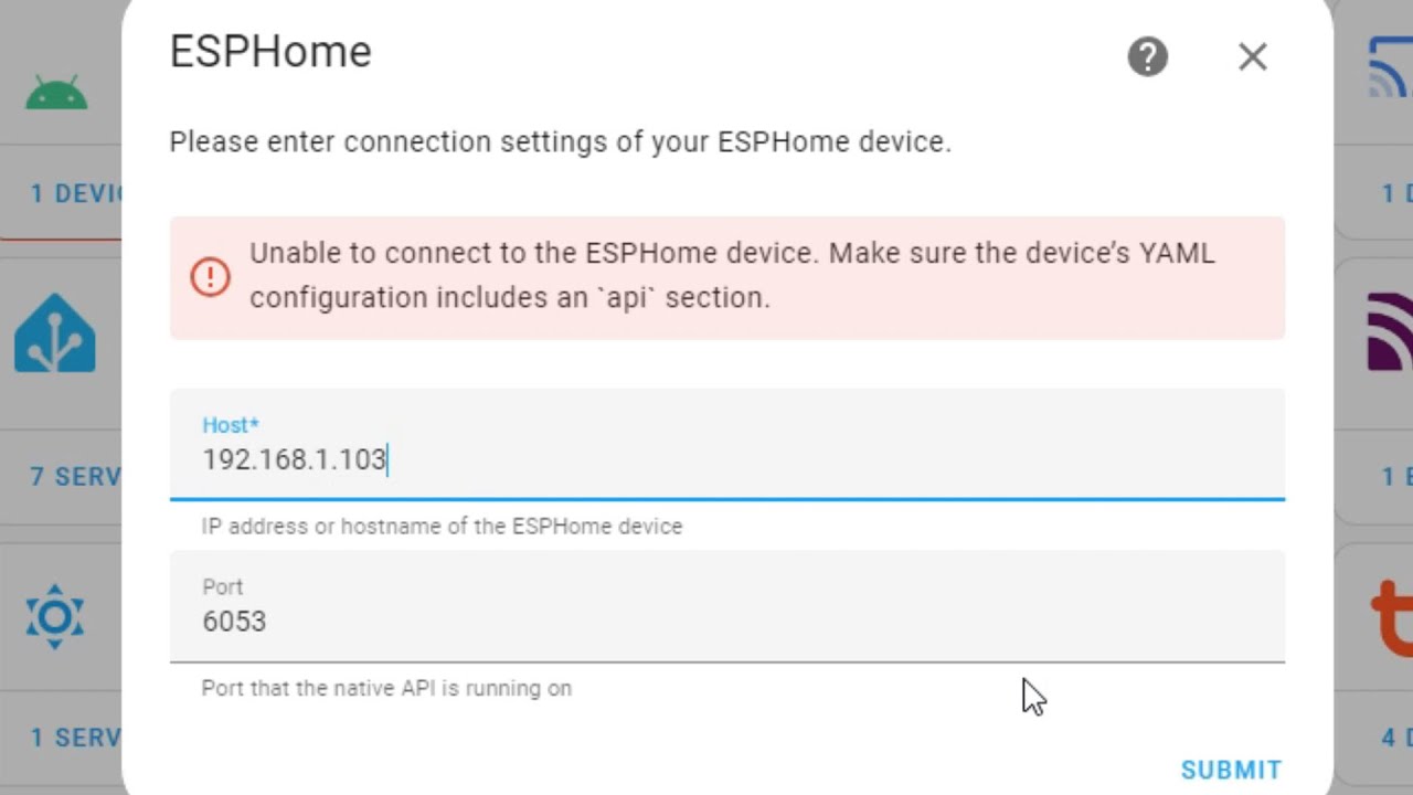 Device Unable to connect the ESPHome - Home Assistant