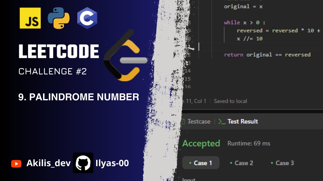 Palindrome Challenge: Python, C, and JavaScript Solutions on LeetCode
