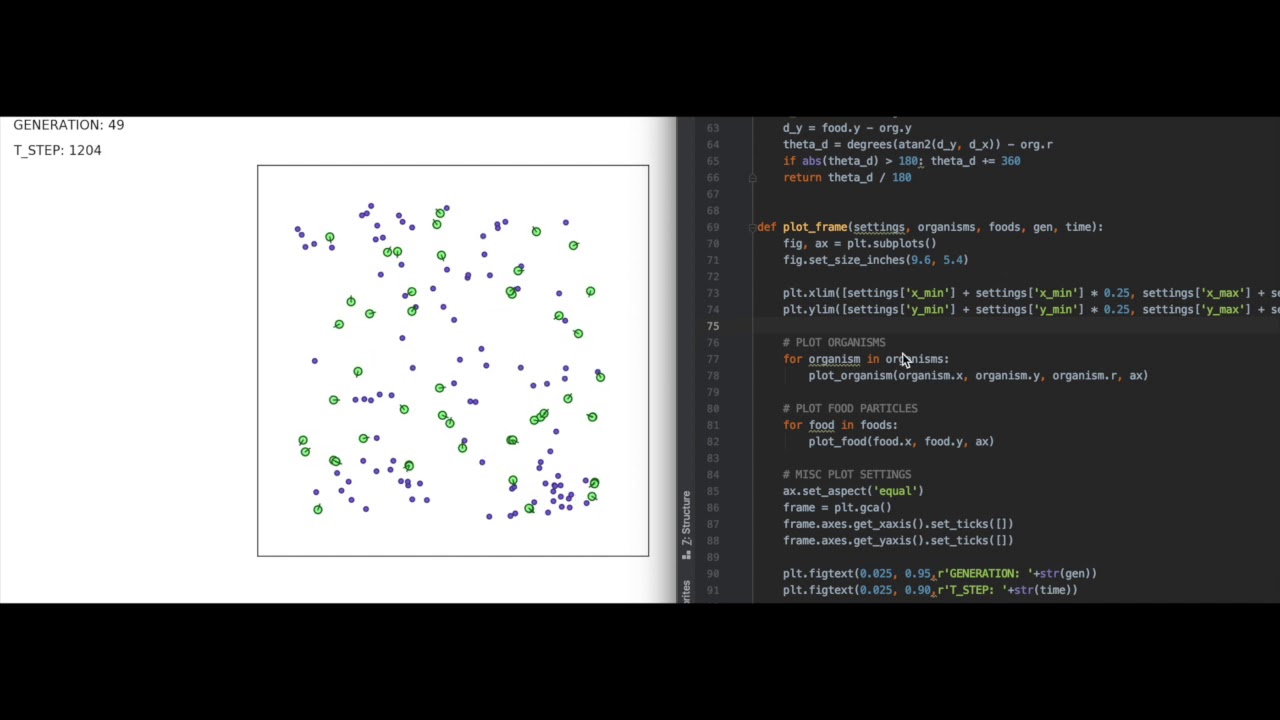 Simulation: Evolving Simple Organisms using a Genetic Algorithm