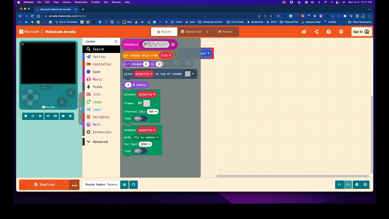 Makecode Arcade Pick Random