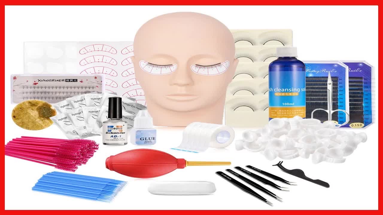 [Updated Version] 154pcs Eyelashes Extension Practice Exercise Set, Professional Flat Mannequin Head