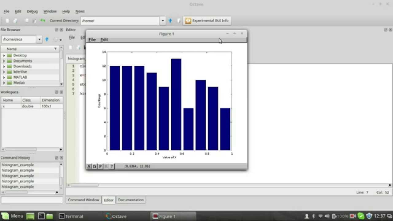 How to create an histogram using GNU Octave
