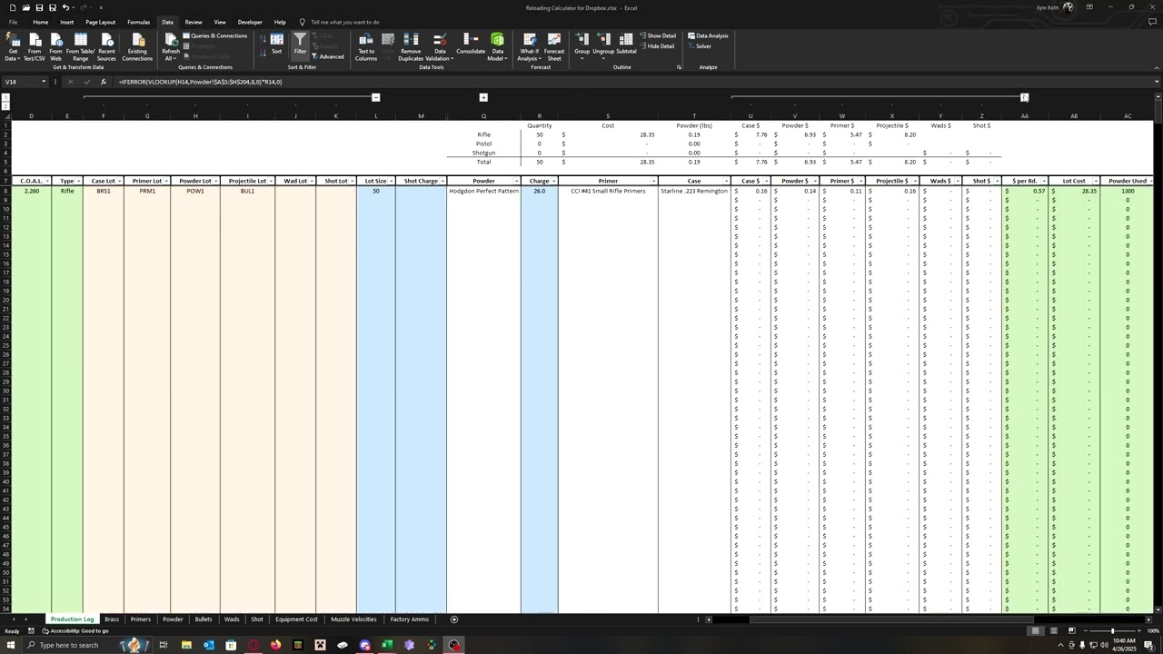 Updated Excel Reloading Calculator Tutorial