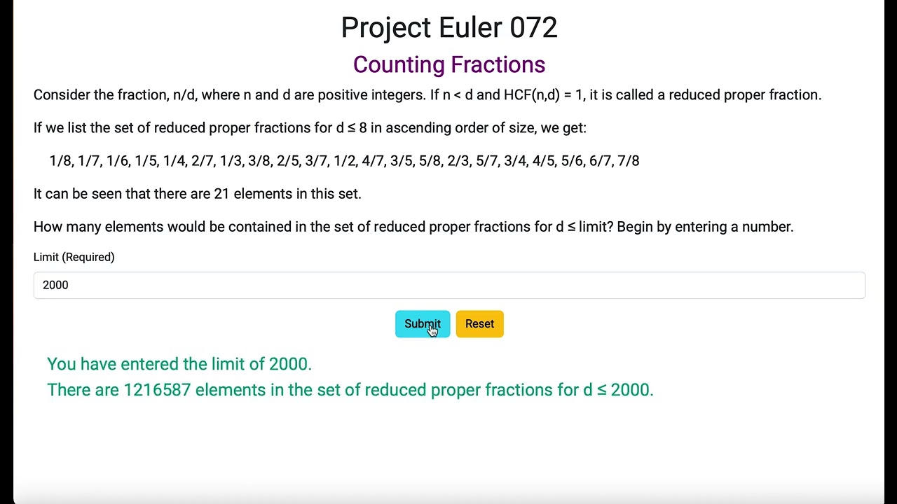 Project Euler 072 - Counting Fractions