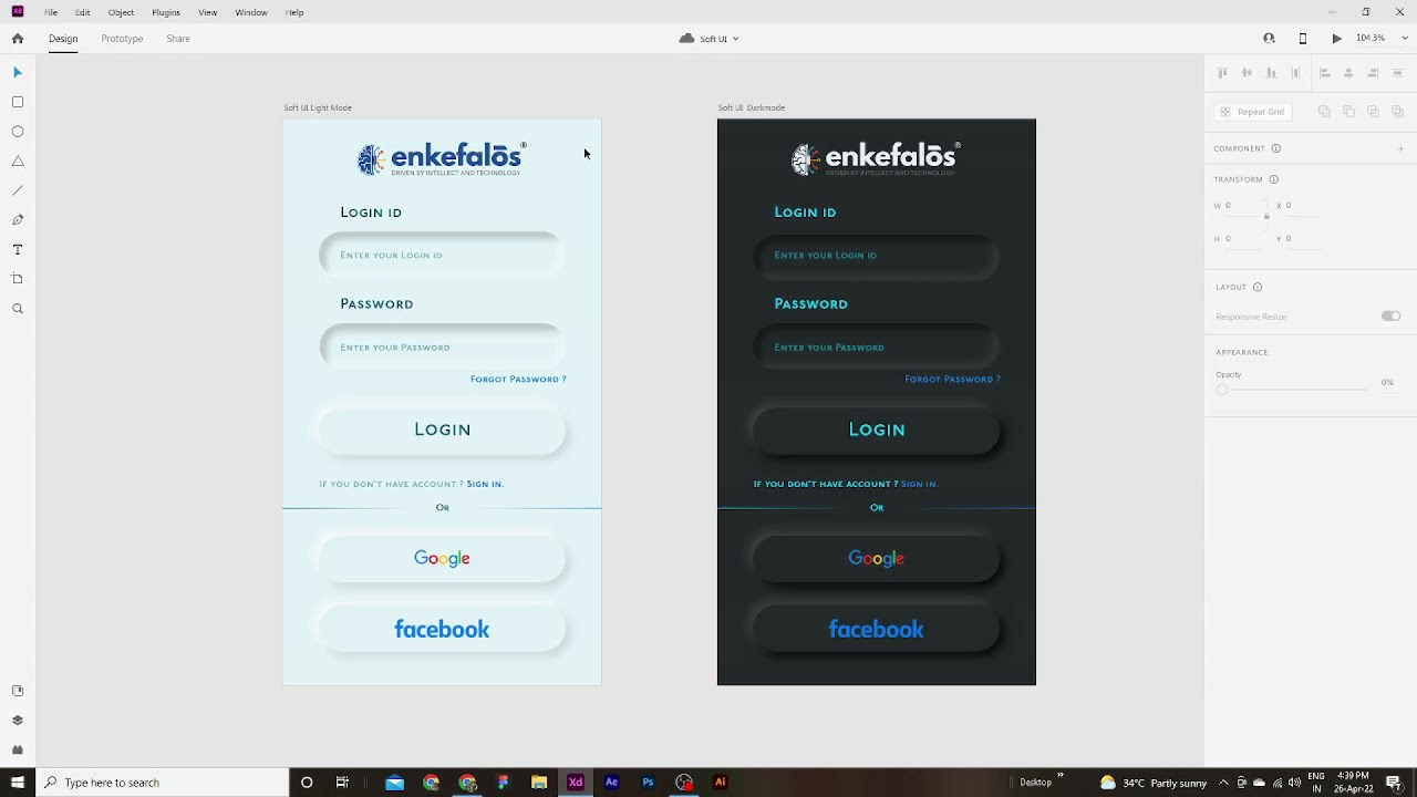 Soft UI in xd soft and dark mode