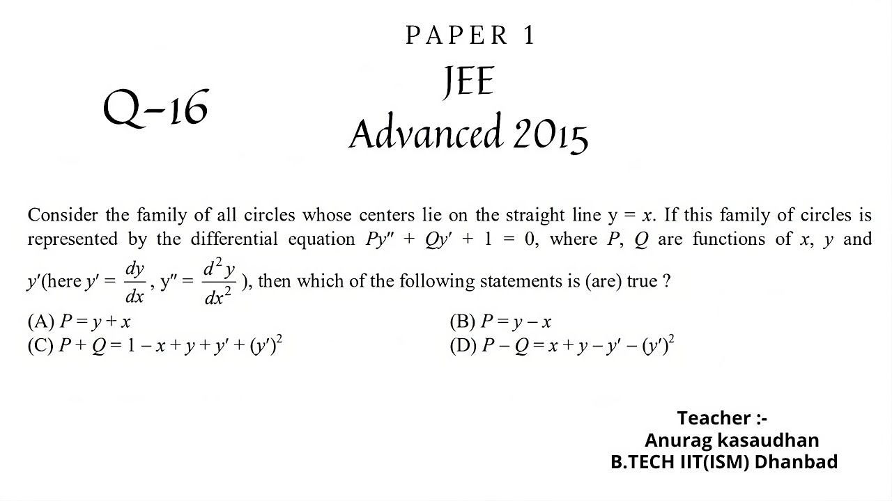 JEE Advanced 2015 Math Paper 1 (Q 16) solution | IIT JEE Maths | #jeeadvanced2015 #projecteducation