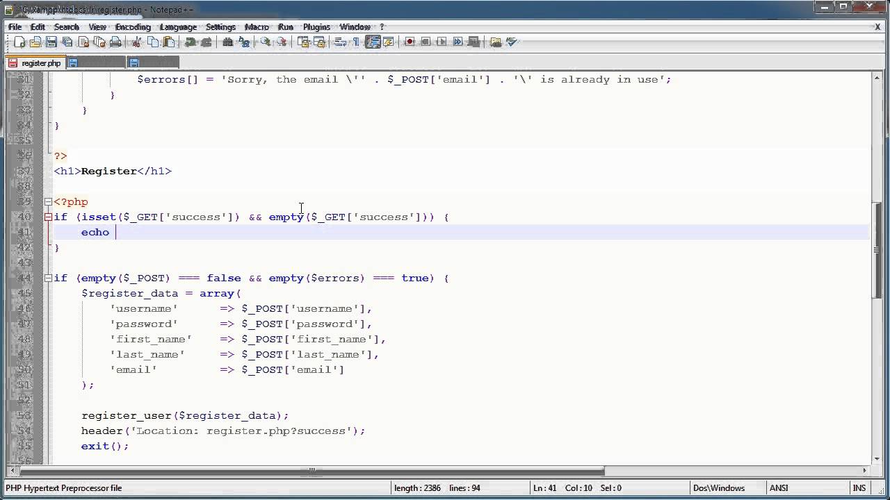 PHP Tutorials: Register & Login (Part 11): Register Users (Part 2)
