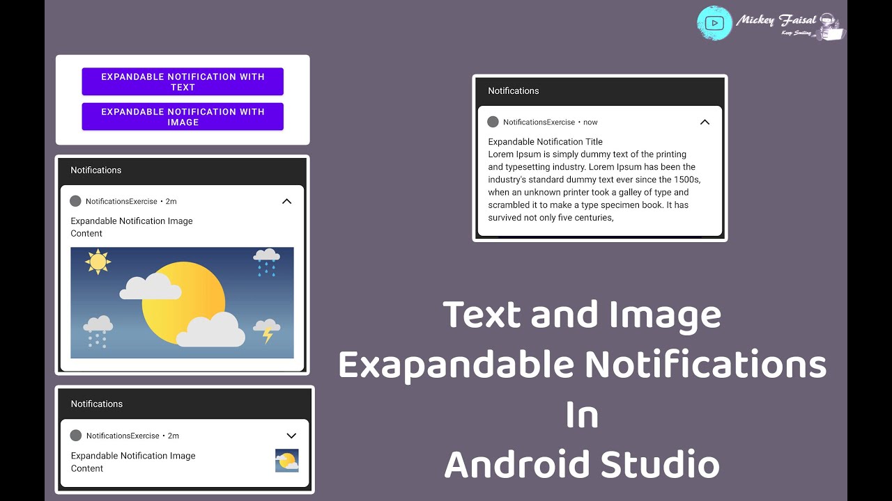 Expandable Notification with Text and Image in Android Studio Latest Part 5