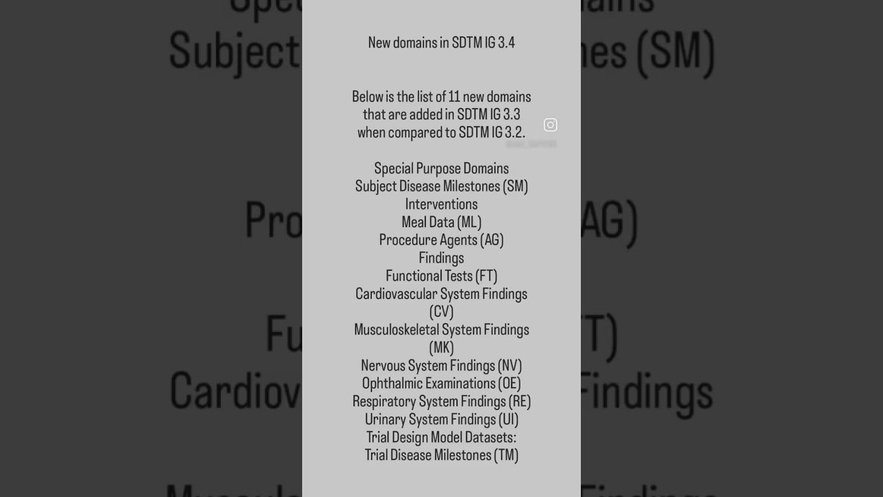 New domains in SDTM 3.4V
