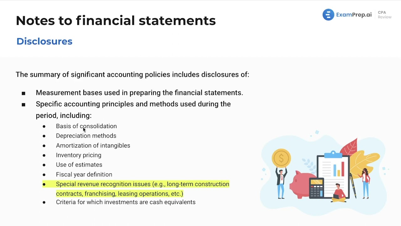 Notes to financial statements - Practice Questions - FAR Exam